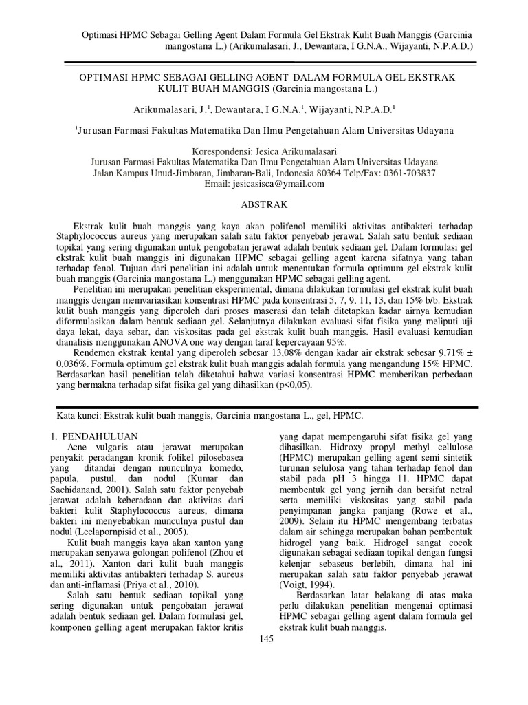 Optimasi HPMC Sebagai Gelling Agent Dala A92a6f04 | PDF