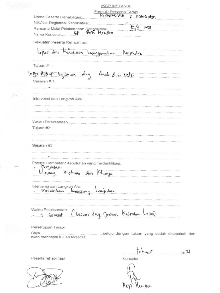 Formulir Rencana Terapi | PDF