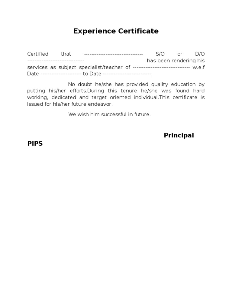 Experience Certificate | PDF | Career & Growth