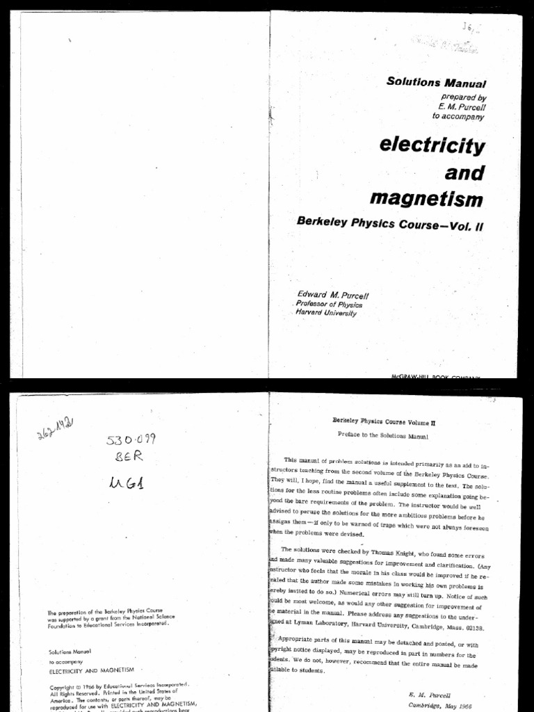 Berkeley Physics Course. Vol 2, Solutions Manual To Accompany ...
