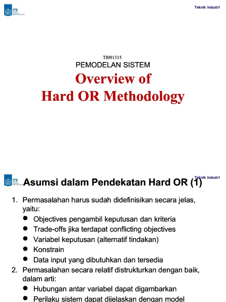 Kuliah 6 Overview Metodologi Hard Operation Research | PDF