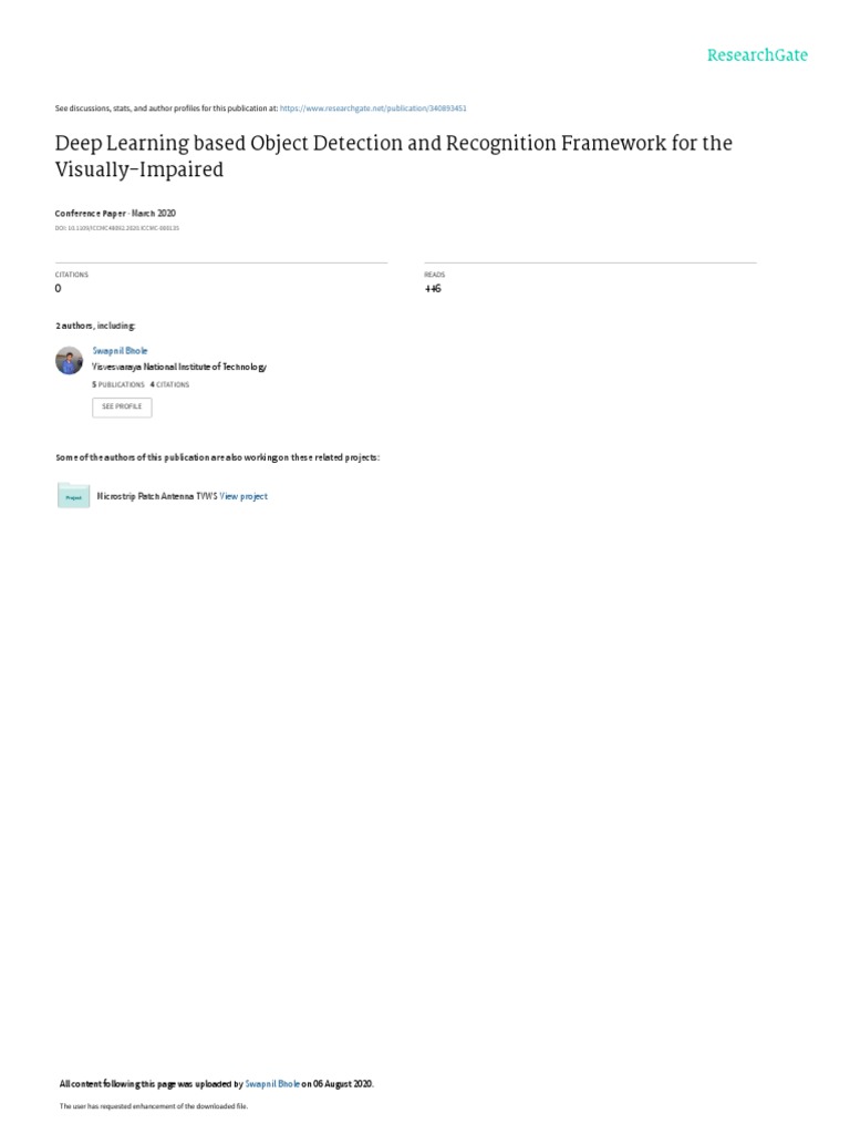 Deep Learning Based Object Detection and Recognition Framework For The Visually-Impaired ...