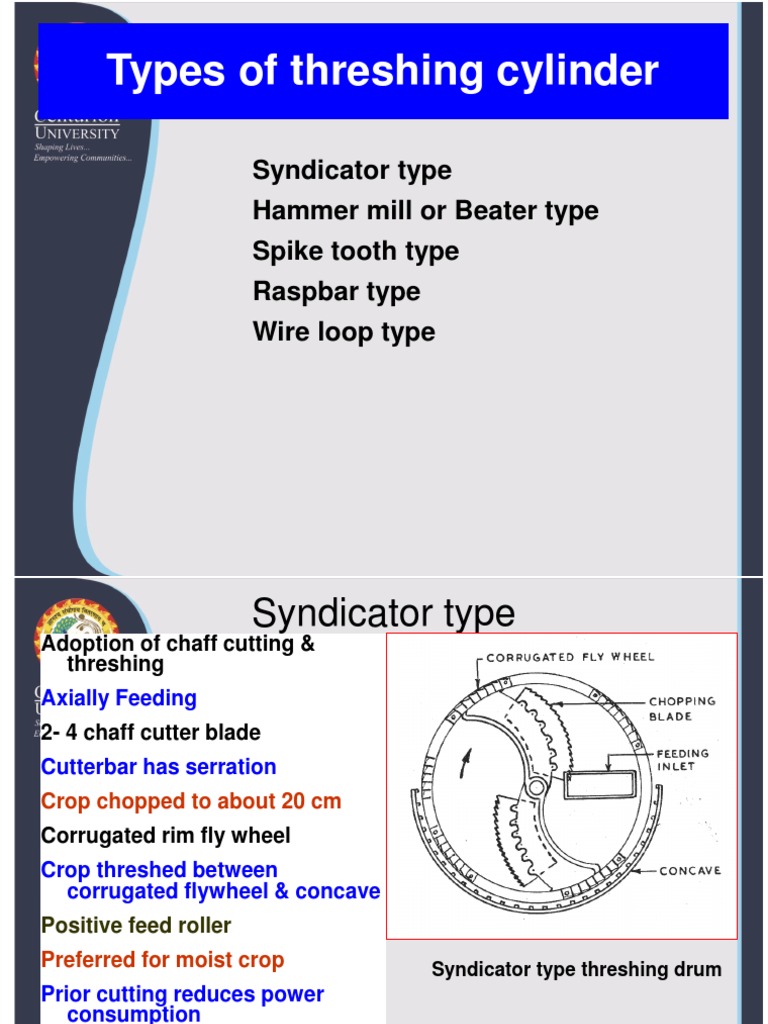 2.3 Types of Threshing Drums and Their Applications | PDF | Agriculture ...