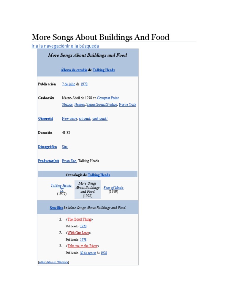 More Songs About Buildings and Food | PDF | La música rock | Musica Popular