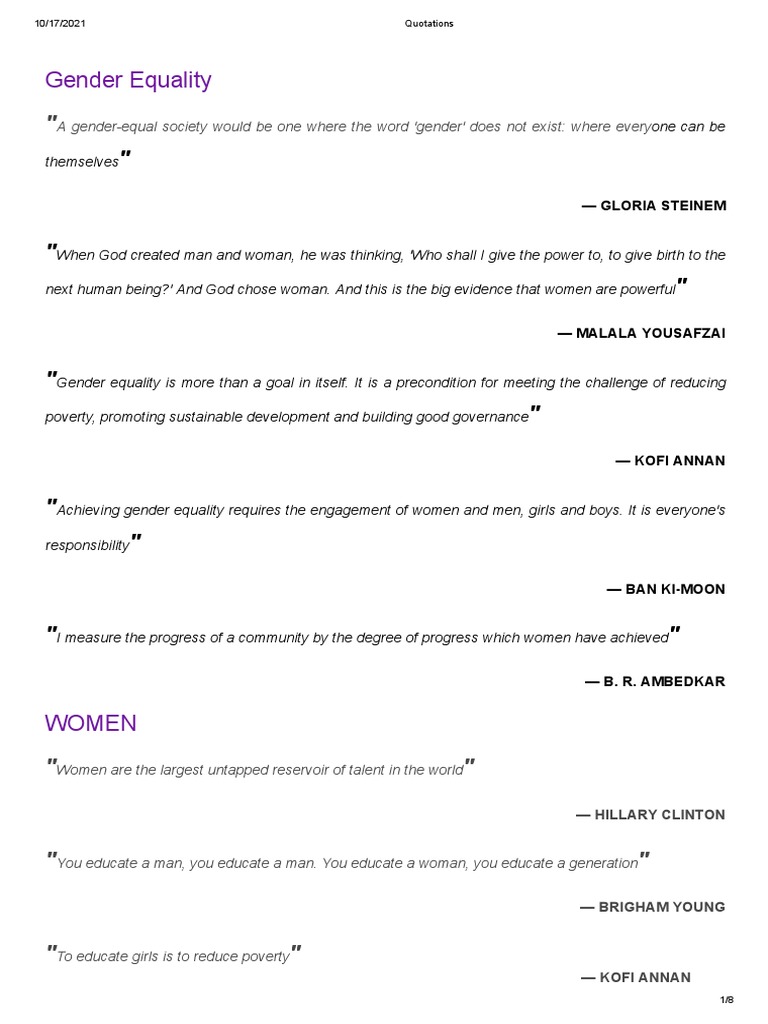 Gender Equality: - Gloria Steinem | PDF | Sustainability | Sustainable ...