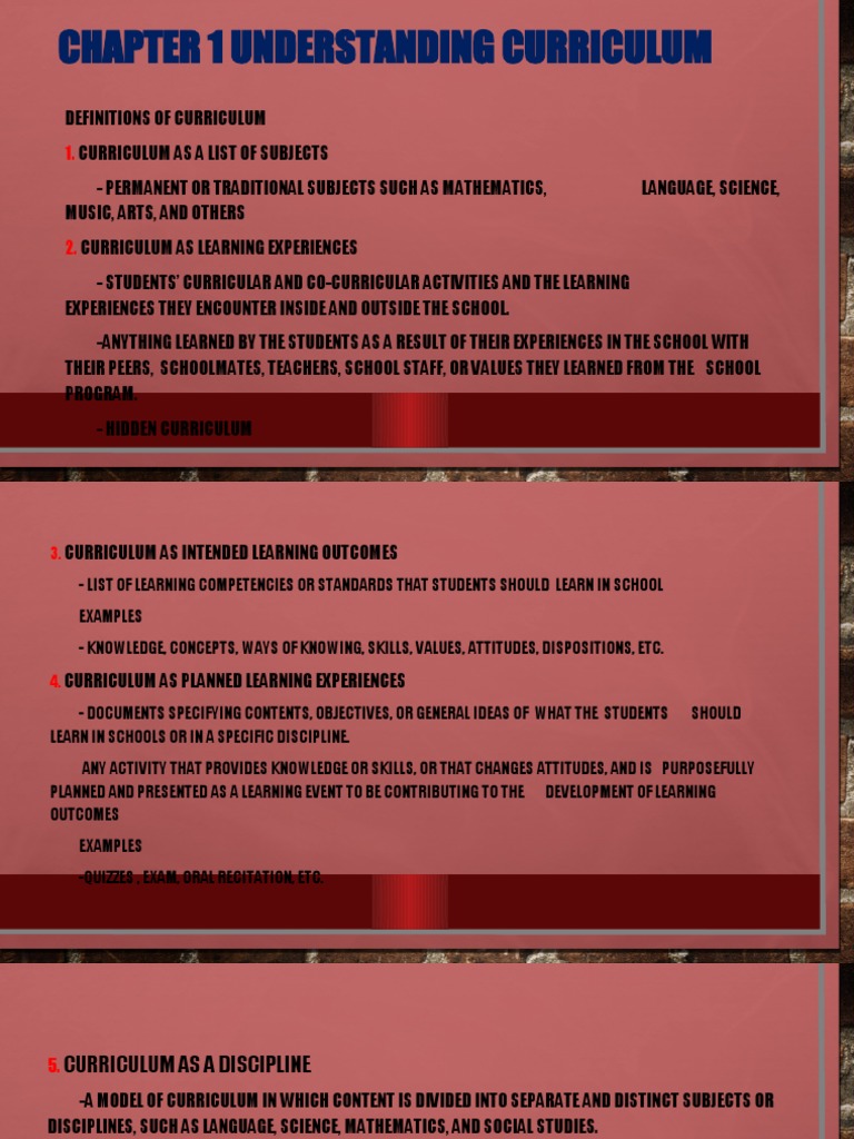 Chapter 1 UNDERSTANDING CURRICULUM | PDF | Curriculum | Learning