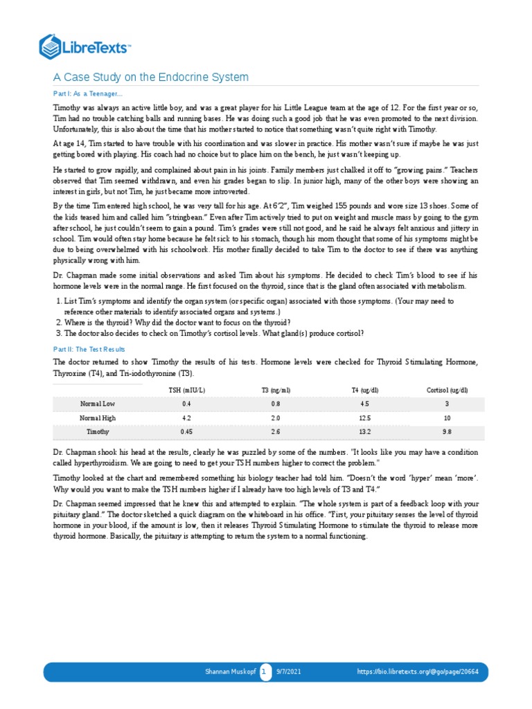A Case Study On The Endocrine System: Part I: As A Teenager.. | PDF ...
