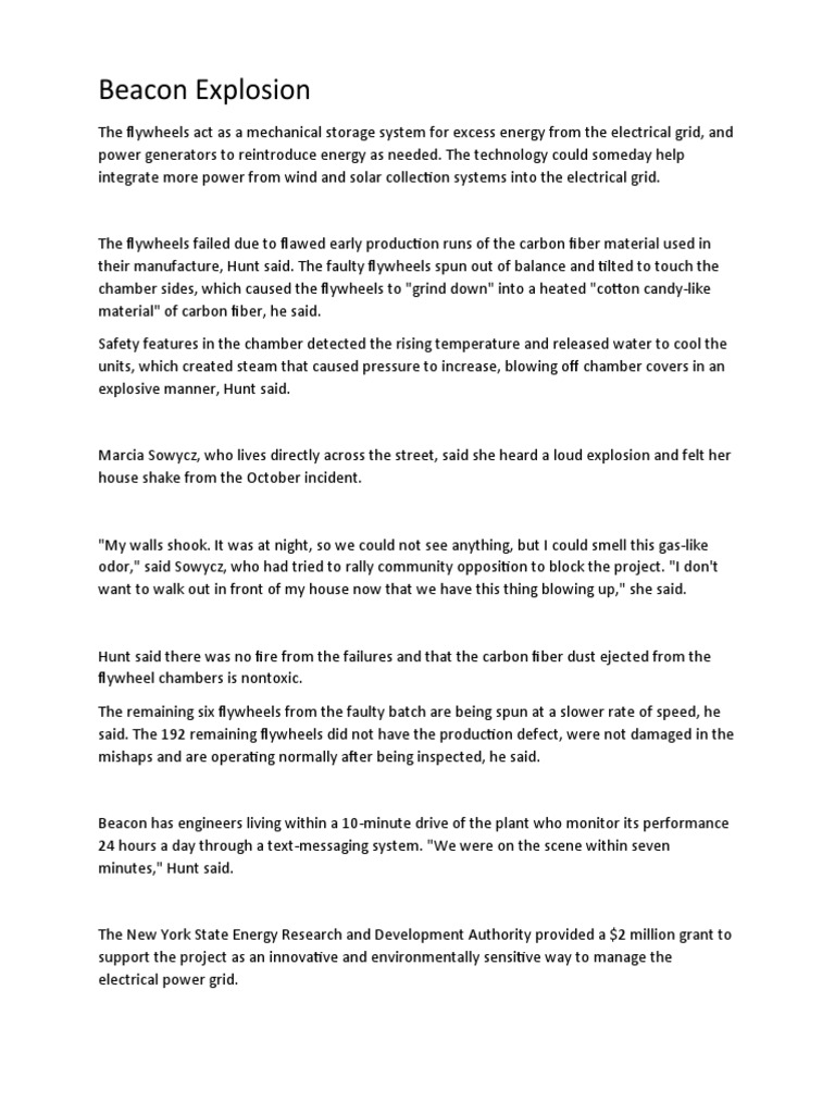 Beacon Explosion | PDF | Electrical Grid | Energy Storage