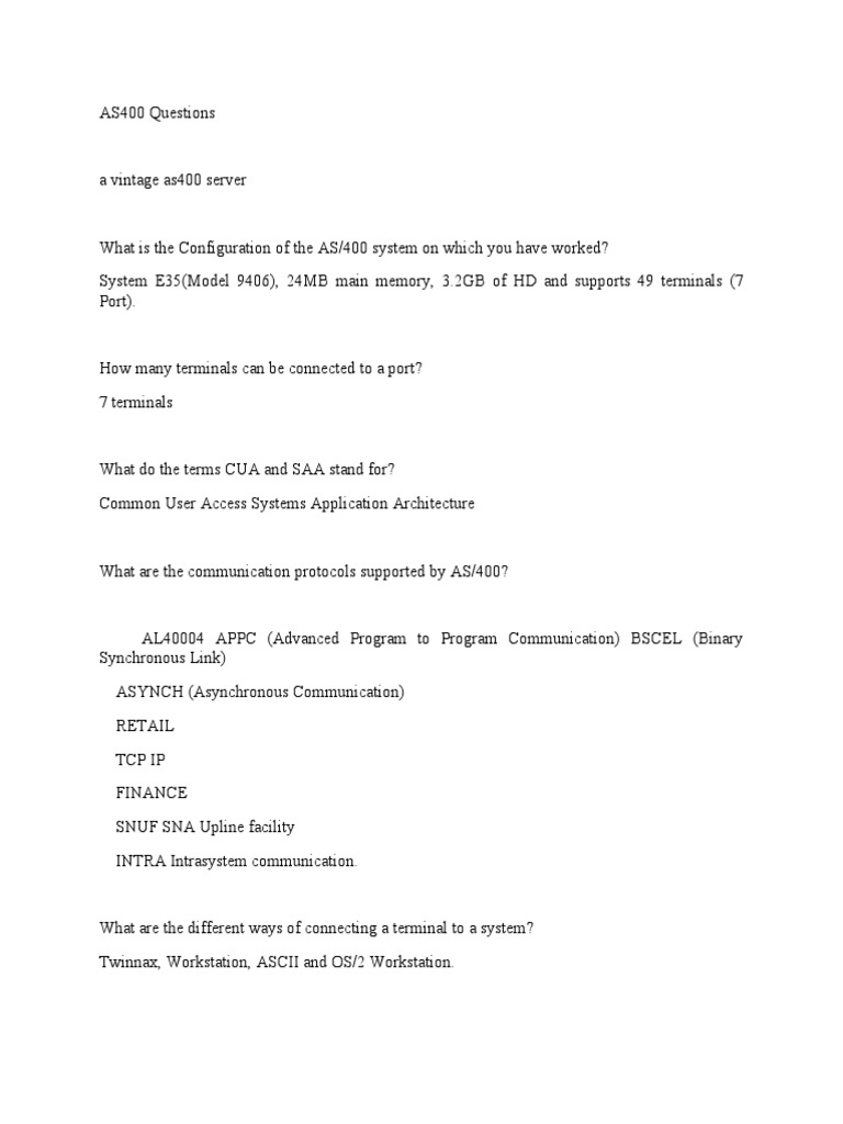 AS400 Questions | PDF | Ibm Rpg | Library (Computing)