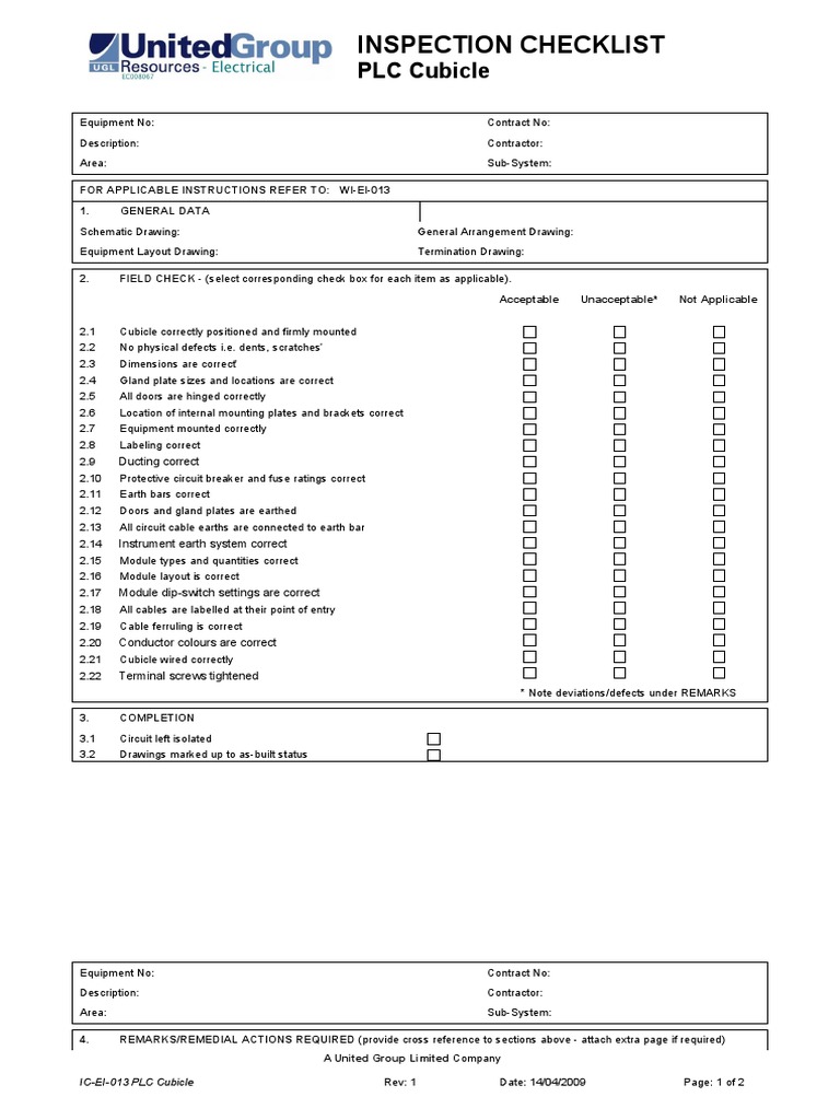 PLC Cubicle Inspection Checklist: Ensuring Proper Installation and ...
