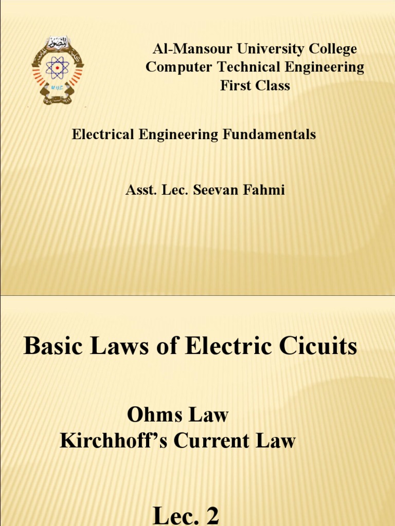Al-Mansour University College Computer Technical Engineering First Class | PDF | Electrical ...