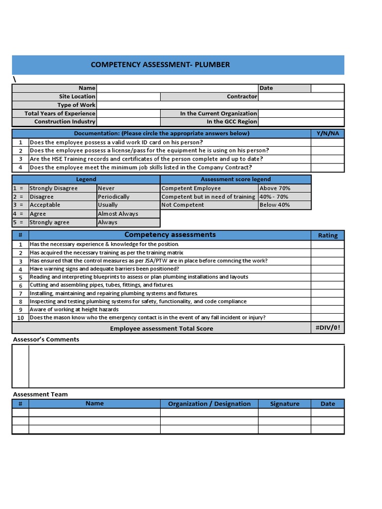 Competency Assessment-Plumber | PDF | Plumbing