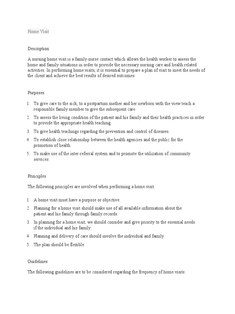 Home Visit Orientation | PDF | Expert | Nursing