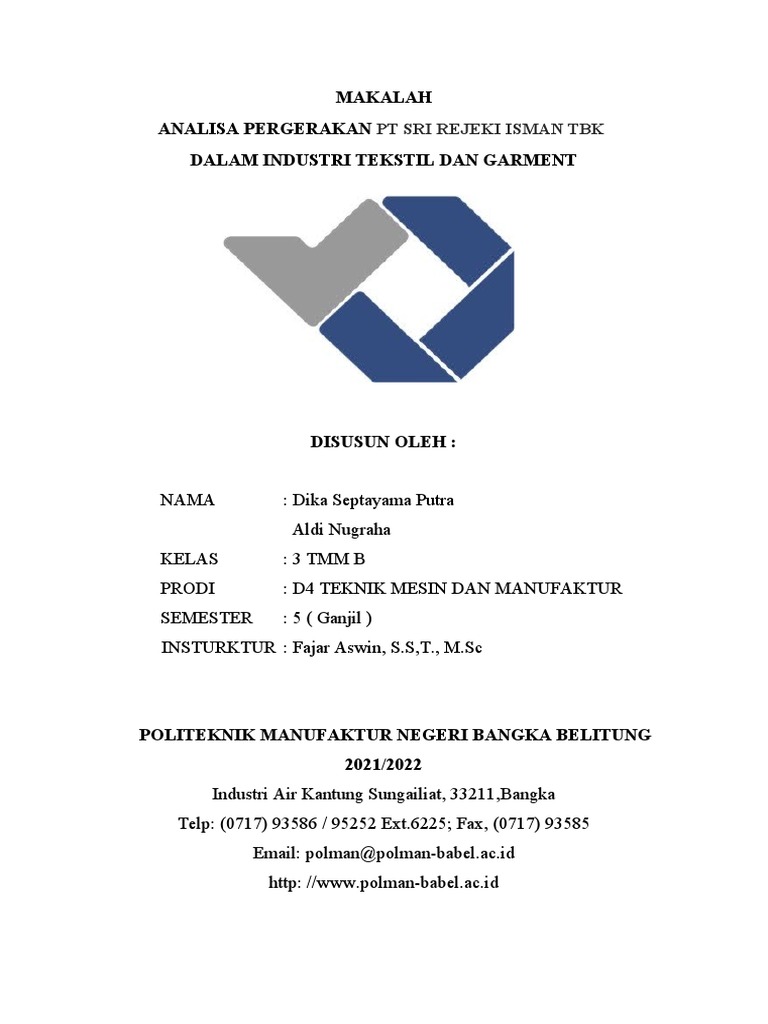 Tugas Industri Tekstil PT Sritex Kelompok 4 Dika Septayama P Dan Aldi ...