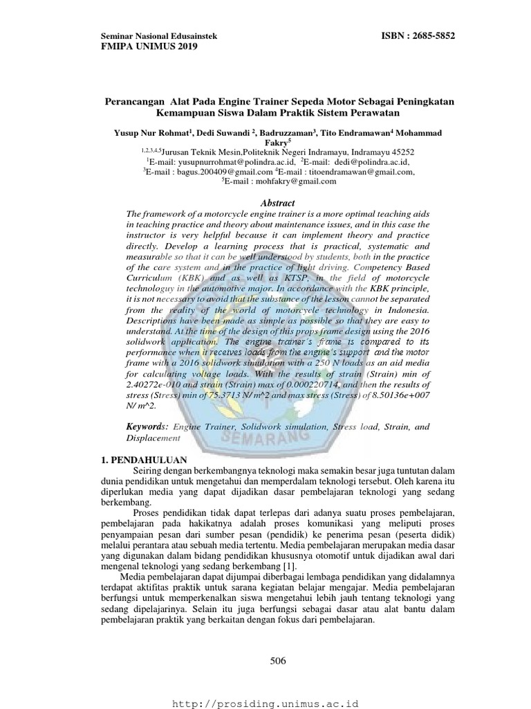 Perancangan Alat Pada Engine Trainer Sepeda Motor Sebagai Peningkatan ...