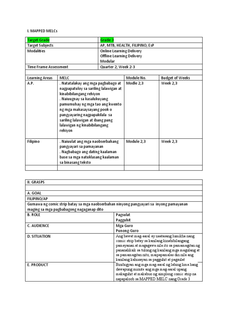 Mapped Melc in Filipino and AP 3 | PDF