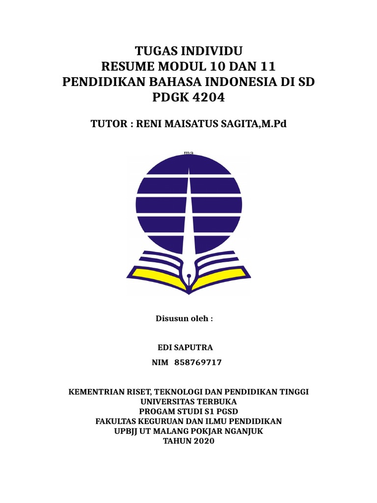 Tugas Resume B. Indonesia Modul 10 Dan 11 Edi Saputra 858769717 | PDF