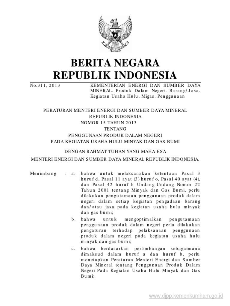 Permen ESDM Nomor 15 Tahun 2013 | PDF
