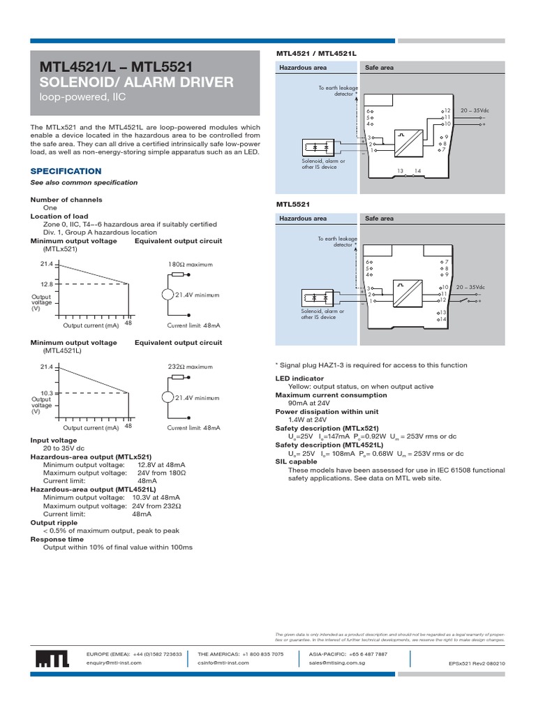 MTL4521 L 5521 | PDF | Electrical Components | Manufactured Goods