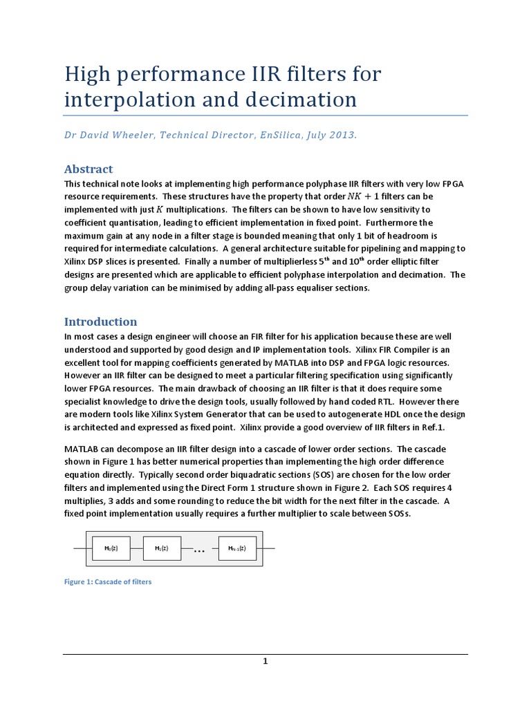 IIR Filters For Interpolation and Decimation | PDF | Digital Signal ...
