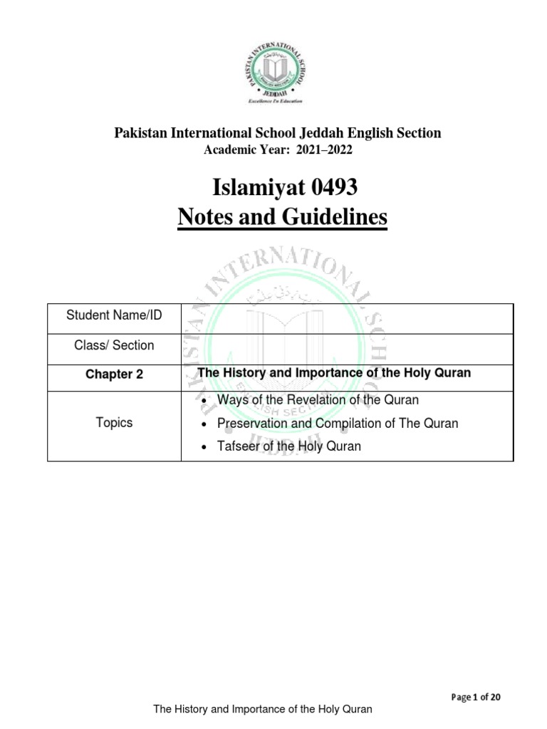 CH 2 Revelation + Quran Notes | PDF | Quran | Islam