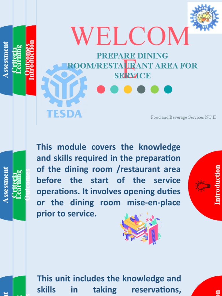 Prepare Dining Room - Restaurant Area For Service - LO1 FBS NC II | PDF ...