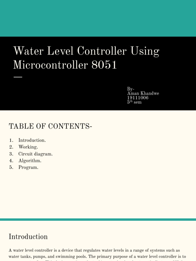 Water Level Control Using 8051 | PDF | Sensor | Transistor