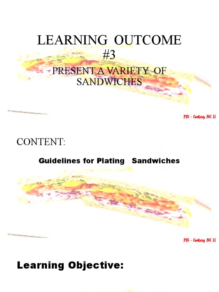 Sandwich Learning Outcome Lo3 | PDF | Tableware | Salad
