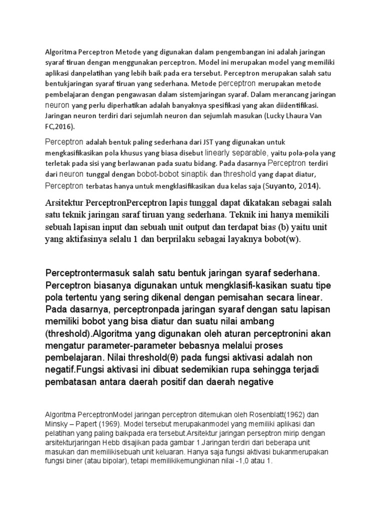PERCEPTRON ALGORITHM: A SIMPLE YET POWERFUL CLASSIFICATION TECHNIQUE | PDF