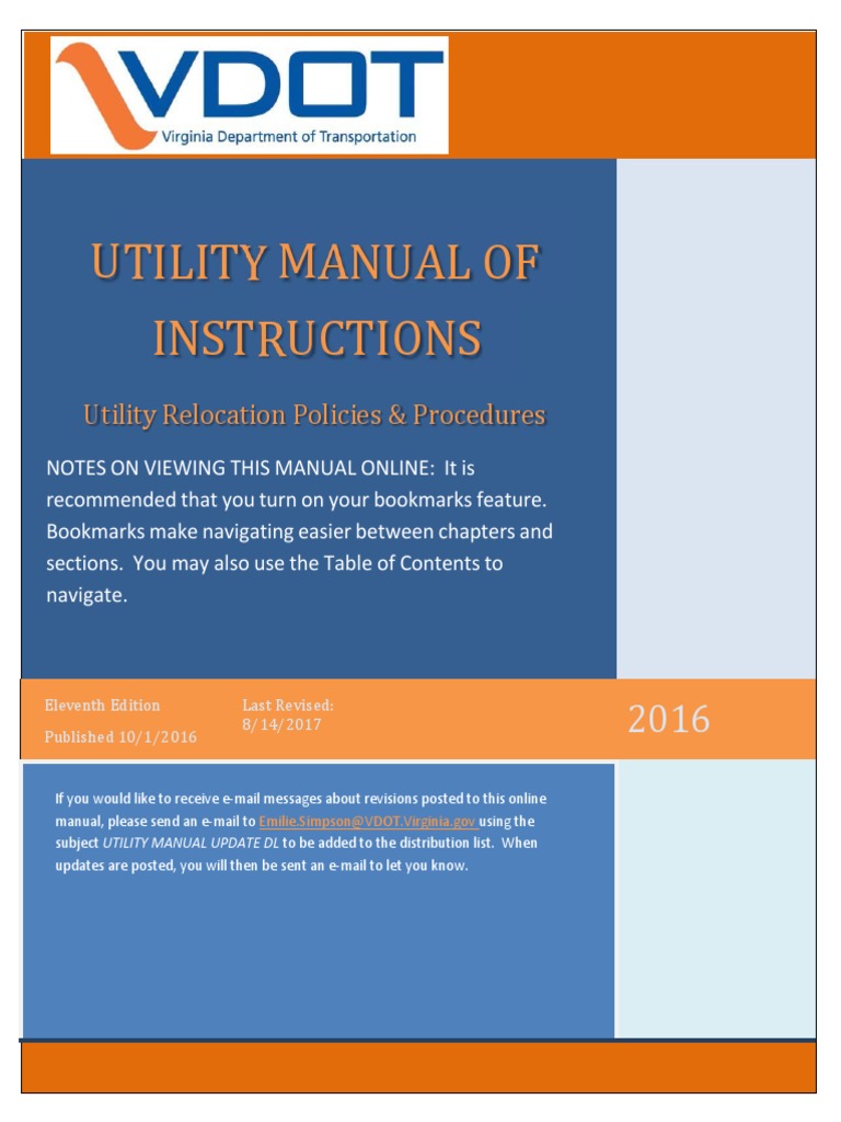VDOT Utility Relocation Manual 11th Ed. | PDF | Transport | Easement