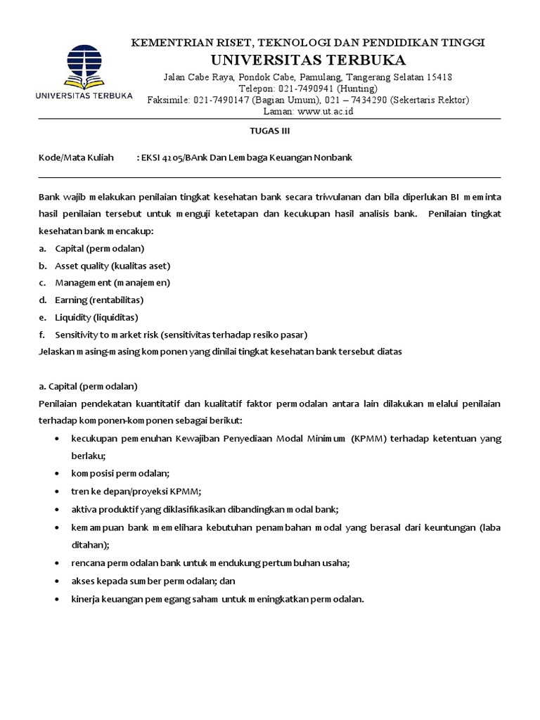 Tugas3 Eksi4205 | PDF | Bisnis | Pengelolaan Keuangan & Uang