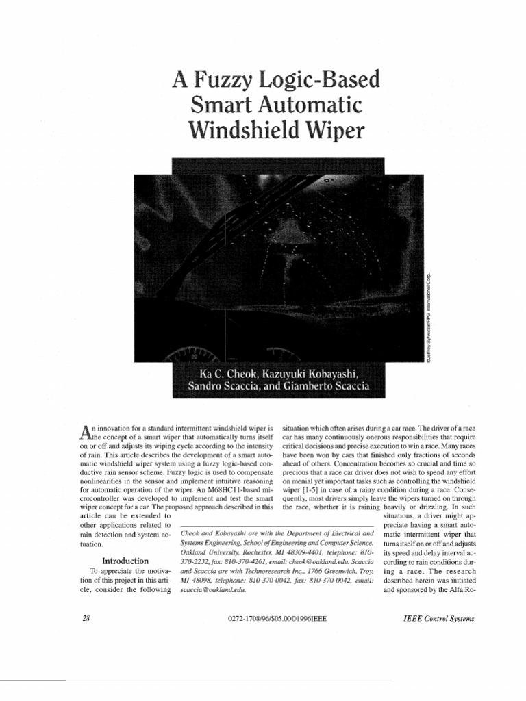 Smart Wipers for Race Car Drivers | PDF | Microcontroller | Fuzzy Logic