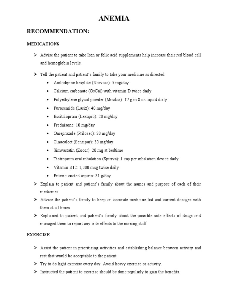 Recommendation Anemia | PDF | Foods | Anemia