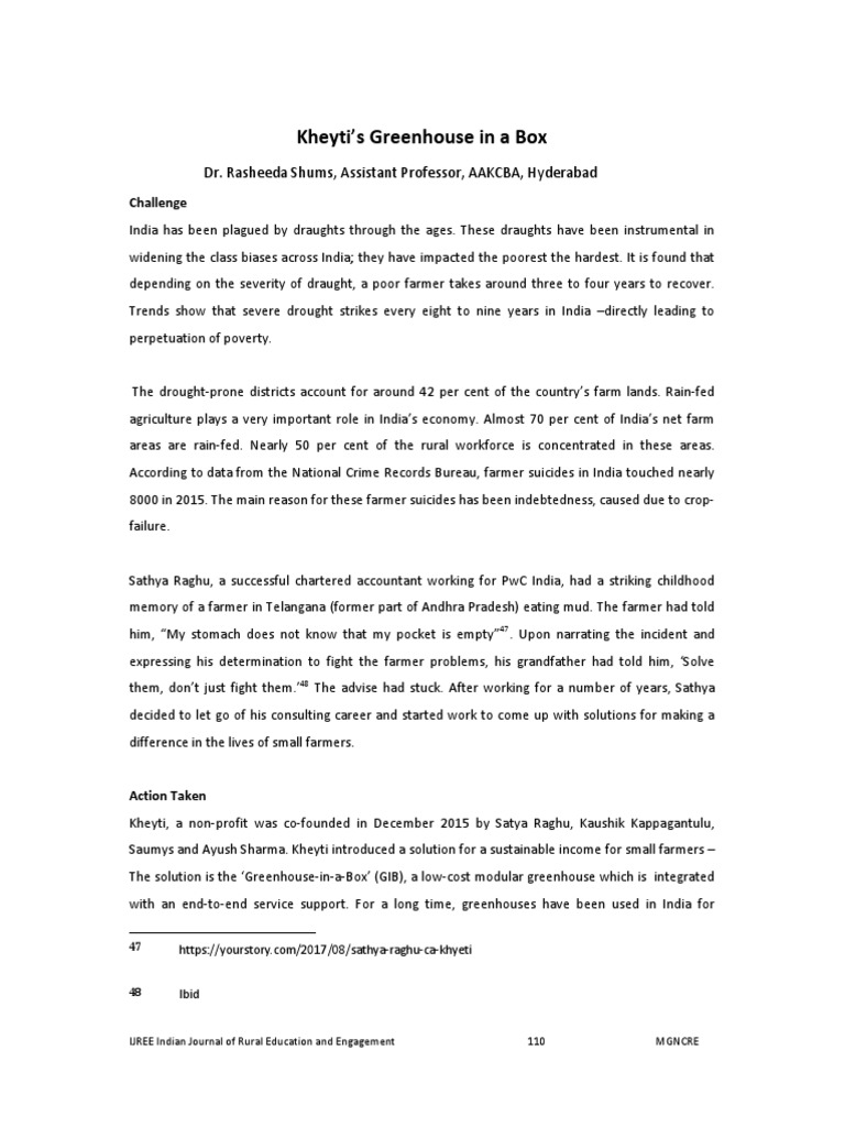 Kheyti's Greenhouse Solution for Farmers | PDF | Strategic Management ...