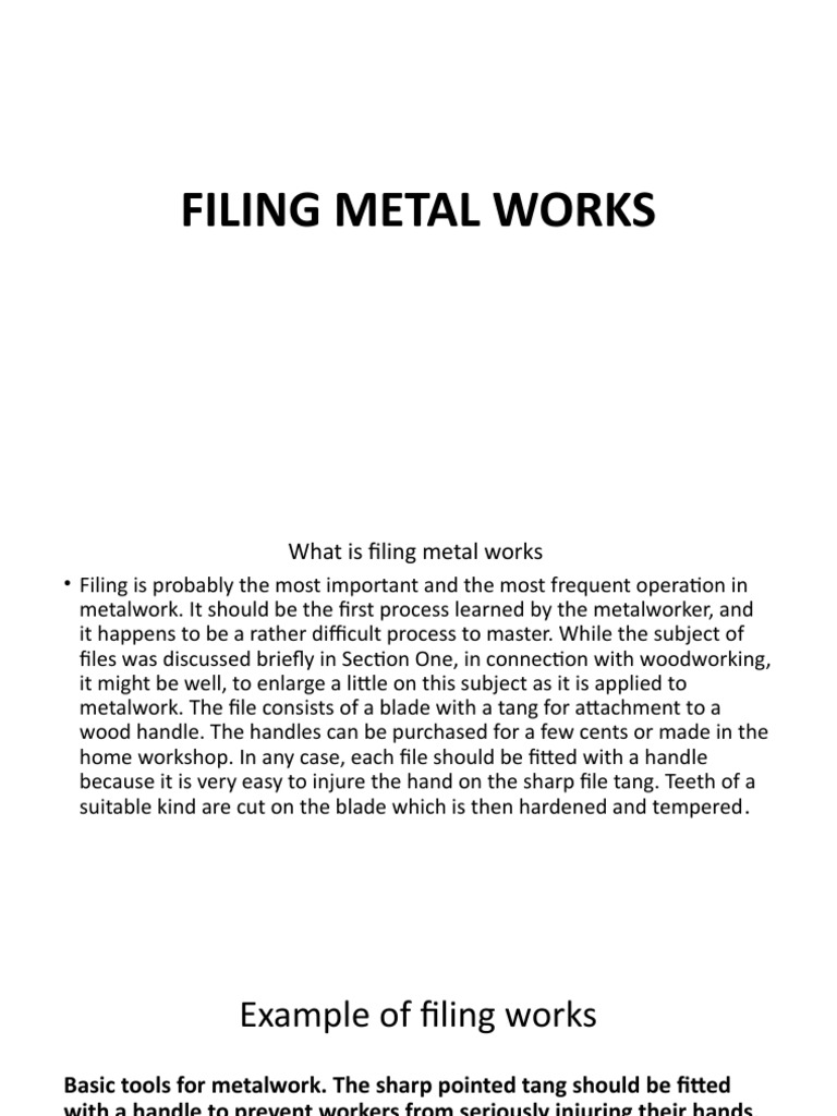 Filing Metal | PDF | Metalworking | Crafts