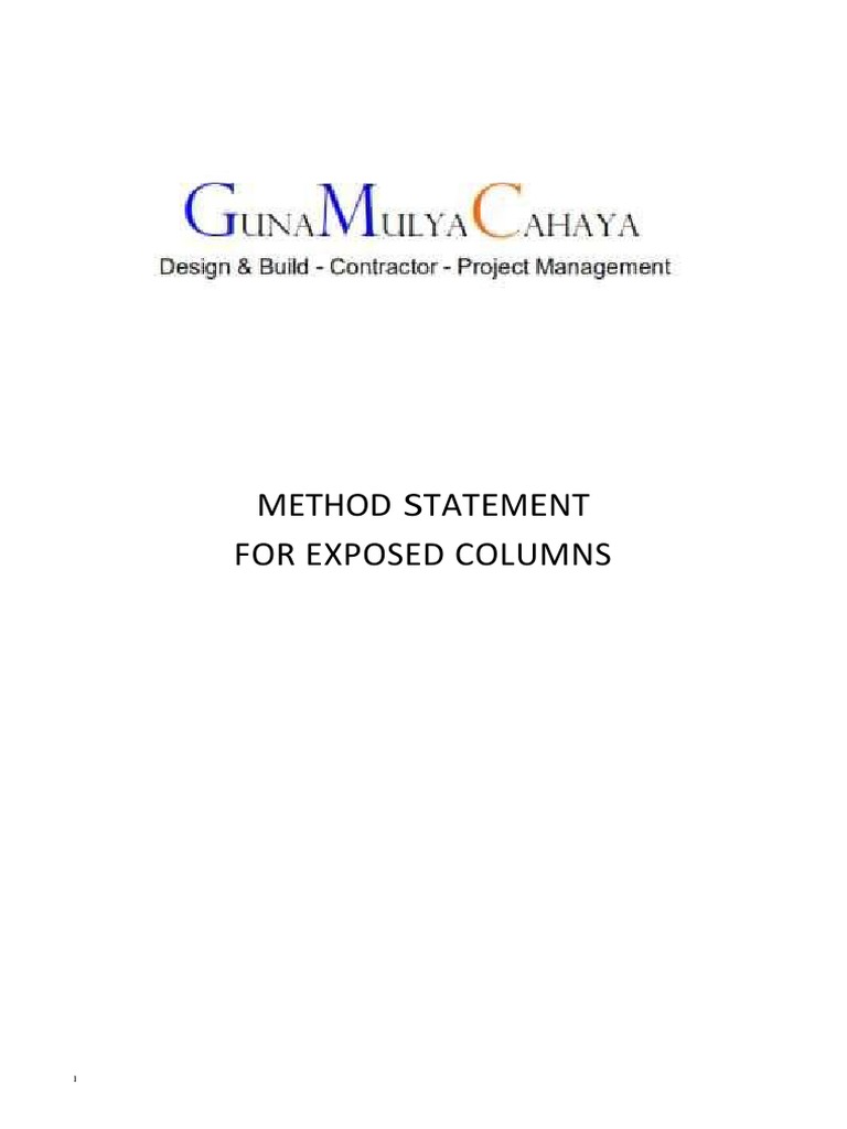 Method Statement For Exposed Columns | PDF | Concrete | Personal ...