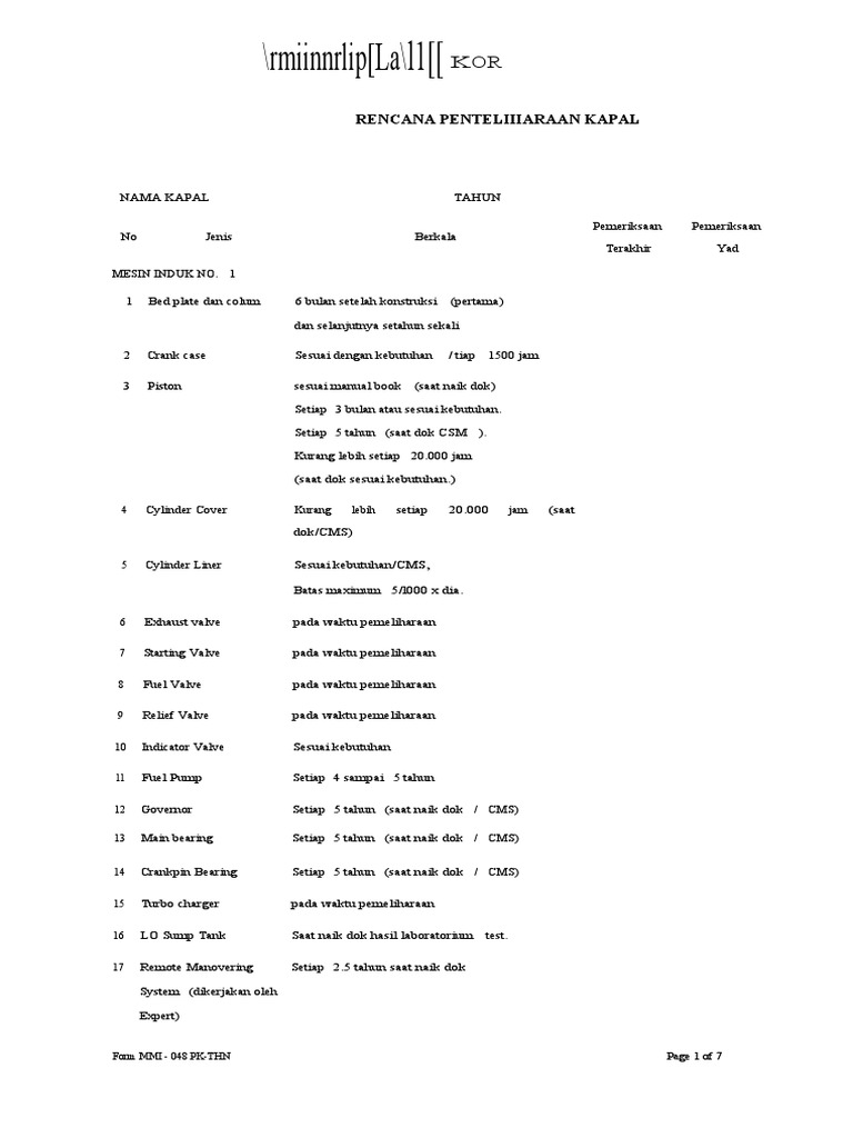 Pms Main Engine | PDF