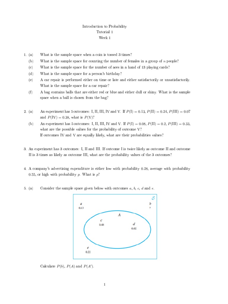 Tutorial 1 | PDF | Probability | Probability Theory