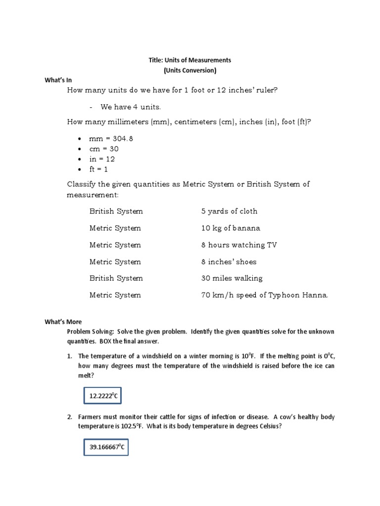 Q1M1 - Physics - Unit Conversion | PDF | Foot (Unit) | Pound (Mass)