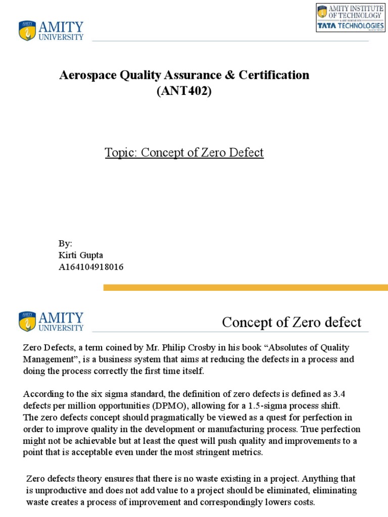 Aerospace Quality Assurance & Certification (ANT402) : Topic: Concept ...
