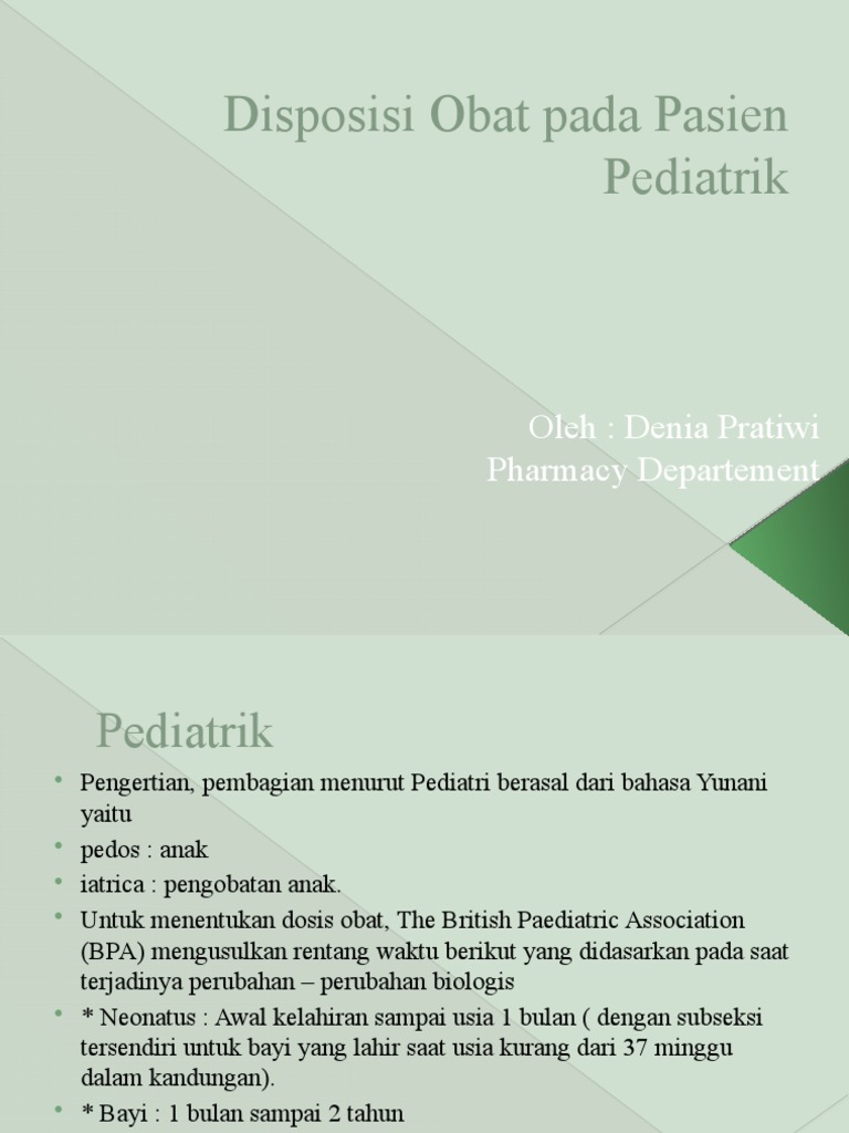 5 Disposisi Obat Pada Pasien Pediatrik | PDF