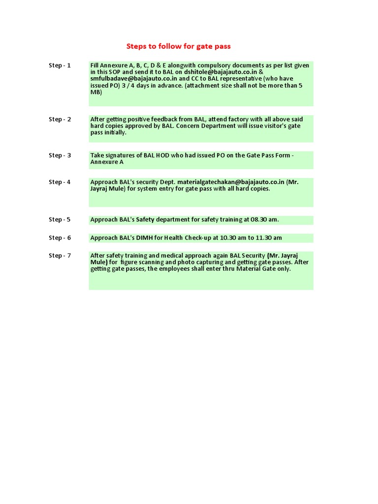 Gate Pass Procedure for Contractors | PDF | Employment | Economies