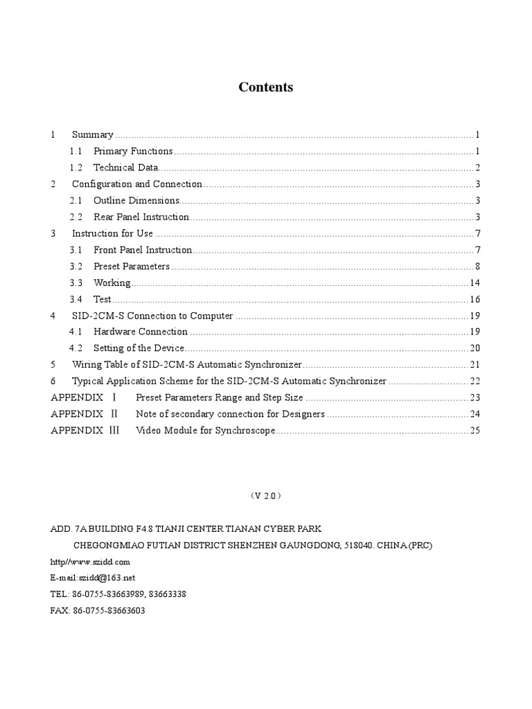 SID-2CM-S Synchronizer Overview | PDF | Switch | Mains Electricity