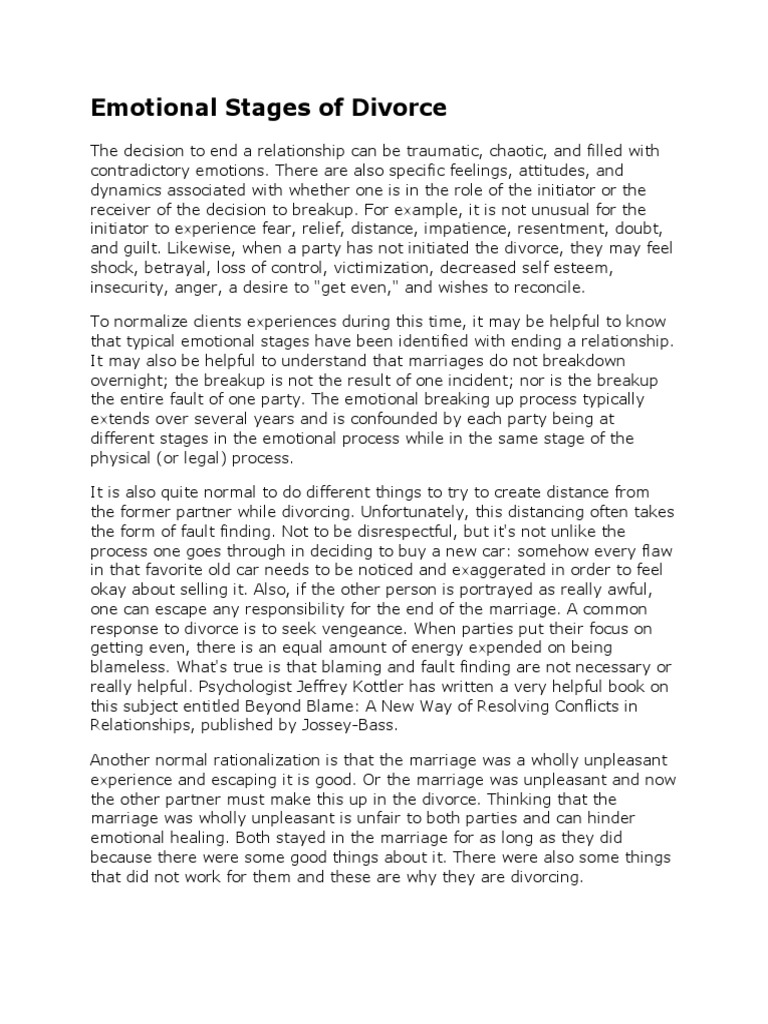 Emotional Stages of Divorce | PDF | Divorce | Mediation