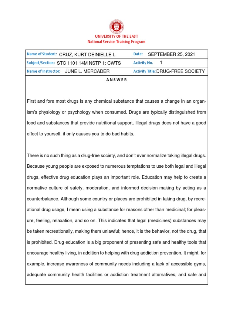 Drug - Free Society | PDF | Drugs | Prohibition Of Drugs