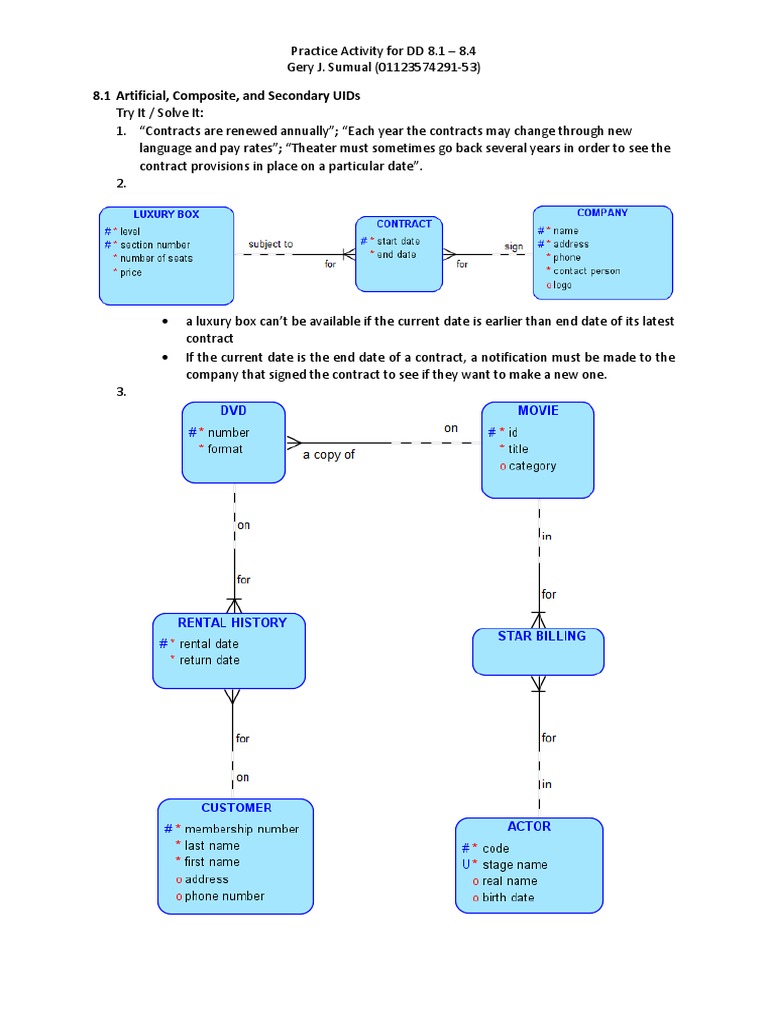 Oracle Academy - Database Design 8 Practice Activities - Answers | PDF | Technology & Engineering
