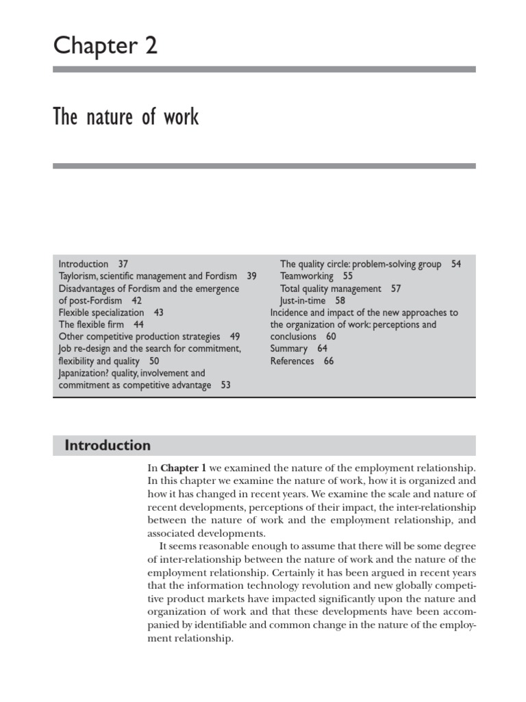 CH 2 Nature of Work | PDF | Labour Economics | Employment