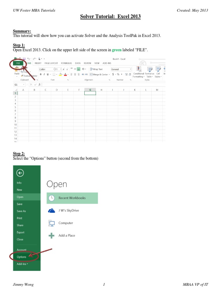 Solver Tutorial: Excel 2013: This Tutorial Will Show How You Can ...