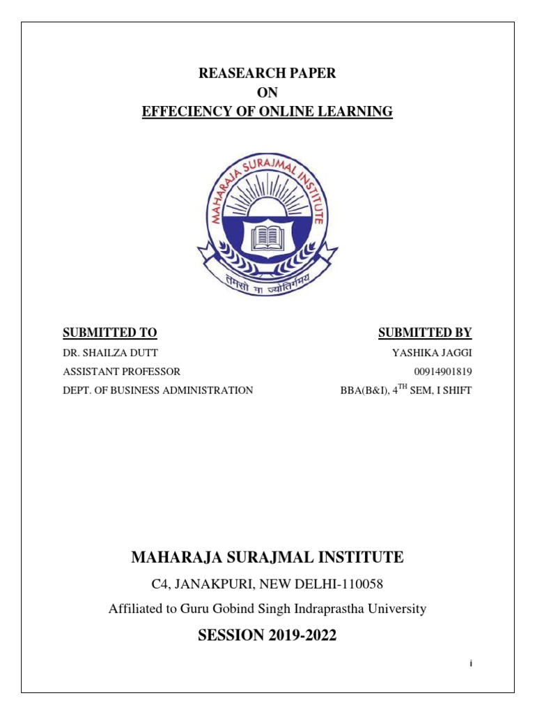 RM Research Paper Online Learning | Download Free PDF | Educational ...