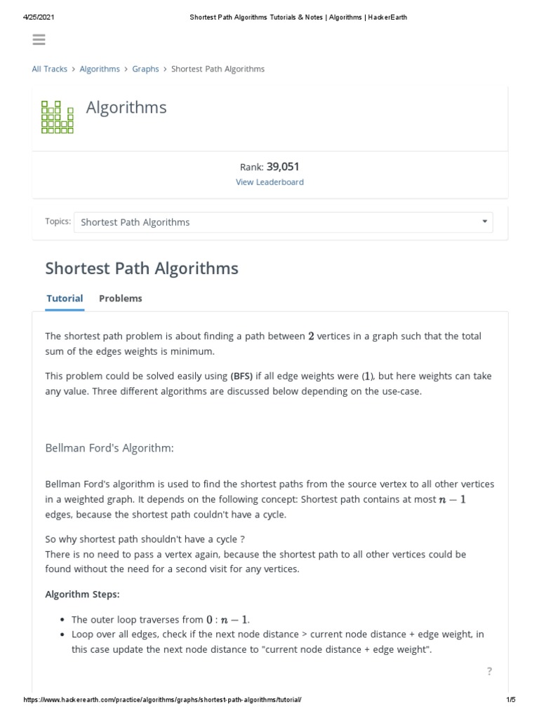 Shortest Path Algorithms | PDF | Vertex (Graph Theory) | Mathematical ...